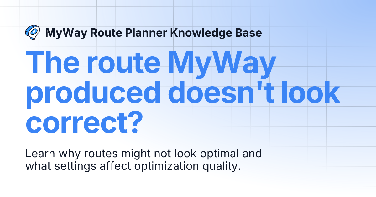 The route MyWay produced doesn't look correct? | MyWay Route Planner ...